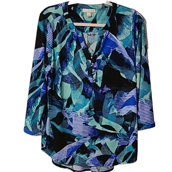 Dana Buchman | Tops | Dana Buchman Womens Green And Blue Tunic Top Size ...